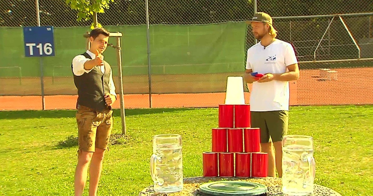 Wiesn sportlich – Beachvolleyballer Tim Noack beweist sein Ballgefühl ...