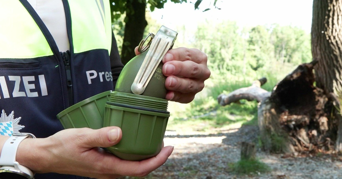 Nach der Entdeckung einer Handgranate sucht die Polizei am Isarufer ...
